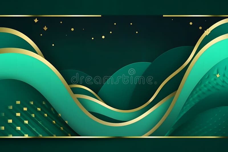 Green and Gold Abstract Background. Neural Network AI Generated Stock ...