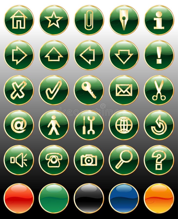 Green gold buttons stock vector. Illustration of letter - 4675708