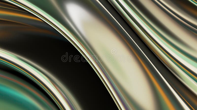 Green and Gold Corrugated Metal Oval Shape Abstract, Dramatic, Modern ...