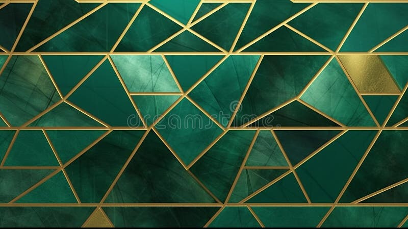 Green and Gold Geometric Wallpaper Pattern. Generative Ai Stock Photo ...