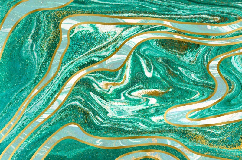 Green and Gold Glitter Ripple Pattern. Beautiful Liquid Texture. Stock ...