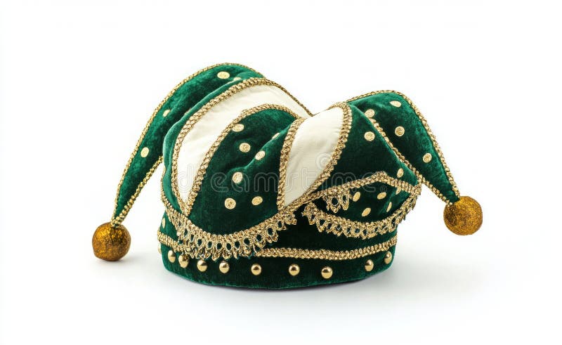 Green and gold jester hat stock illustration. Illustration of party ...