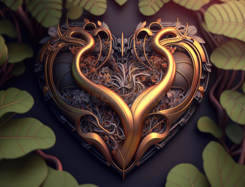 Green and Gold Metallic Heart that Represents Environmental Protection ...