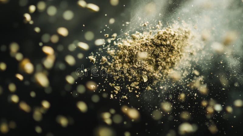 Green and Gold Powder Explosion on Dark Background Stock Illustration ...