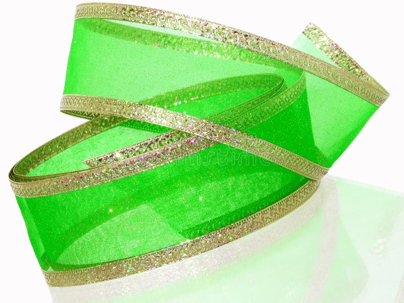 Green & Gold Ribbon stock photo. Image of translucent - 33412