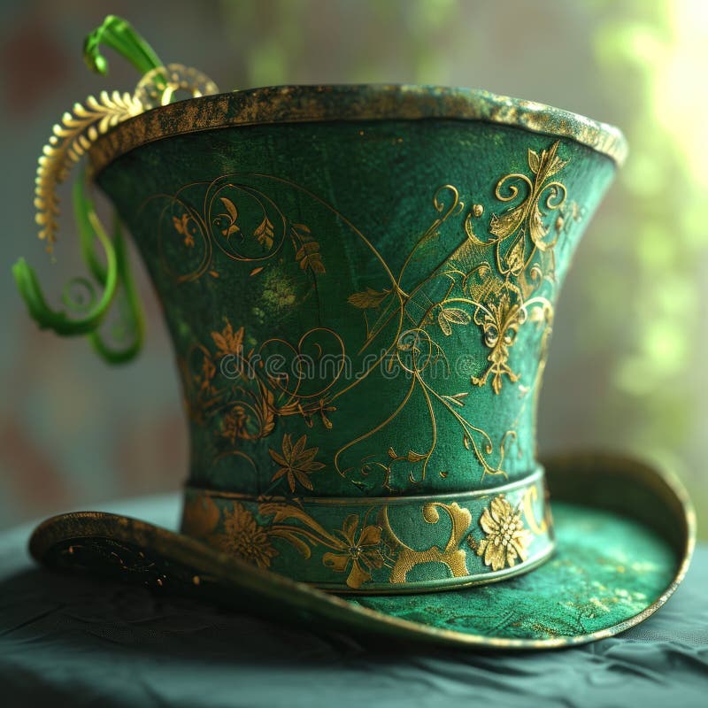 A green and gold top hat stock illustration. Illustration of ...