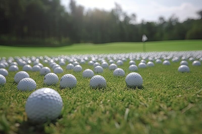 Green Golf Course with Lots of White Balls To Play Stock Illustration ...