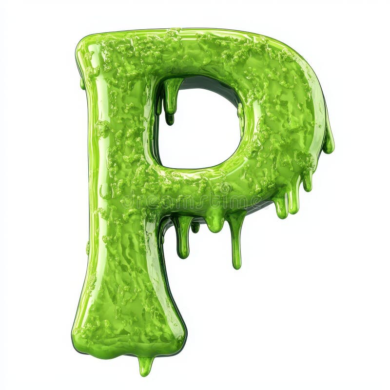 A Green, Gooey Letter "P" with a Dripping Effect, Likely for Creative ...