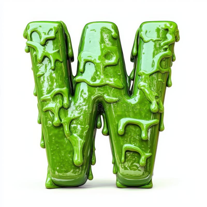 A Green, Gooey Letter "W" with a Dripping Slime Effect Stock ...