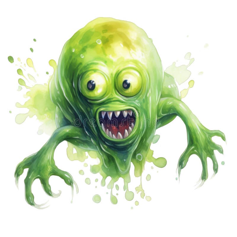 Green Goop Monster with Sharp Claws and Large Eyes Stock Image ...