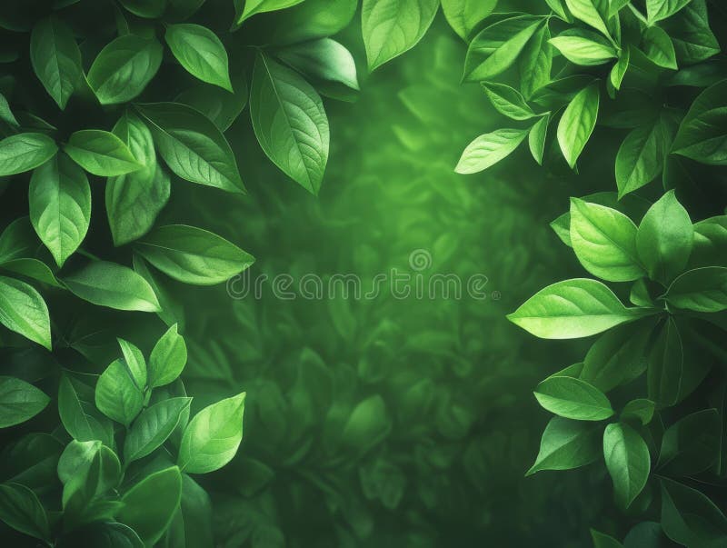 Green Gradient Background, Plants and Leaves. Stock Image - Image of ...