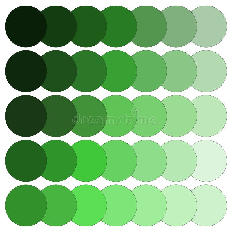 Color Palette Circles Vector. Gradient Green Shades. Graphic Design ...