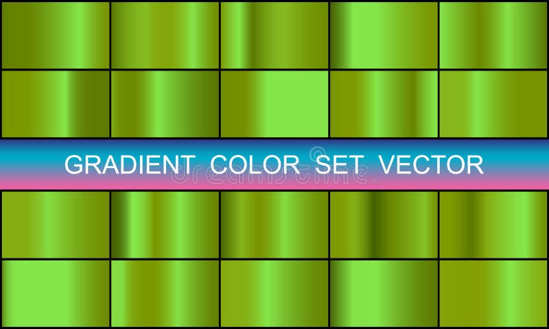 Green Gradient Color Set, Gradient Color Pallet, Metallic Gradient ...