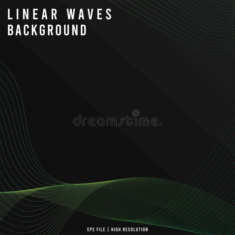 Green Gradient Linear Waves on Dark Background Stock Vector ...