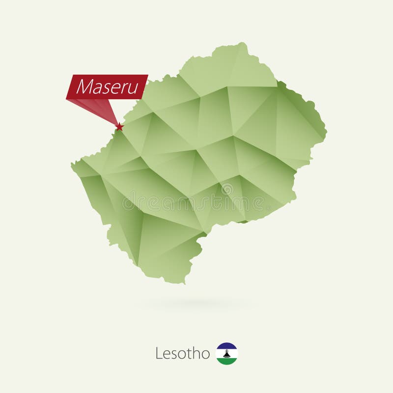 Lesotho, Maseru - Capital City, Pinned on Political Map Stock ...