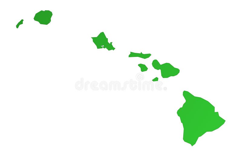 Green Gradient Map of Hawaii Stock Illustration - Illustration of ...