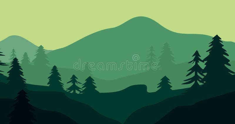Green Gradient Nature Background Animation of Mountains and Trees Stock ...