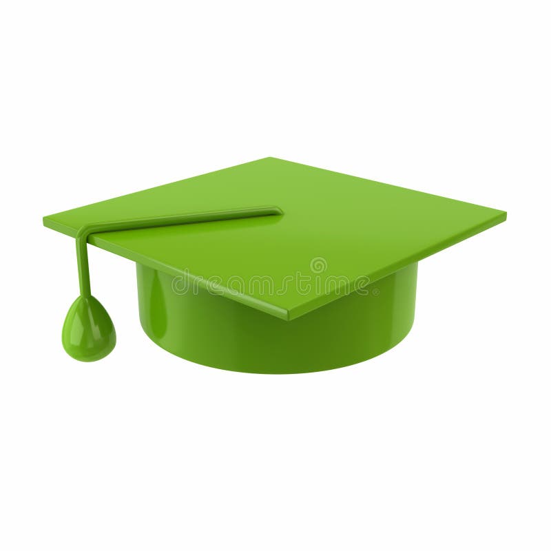 Green Graduation Cap and Coin Icon Isolated on White Background ...