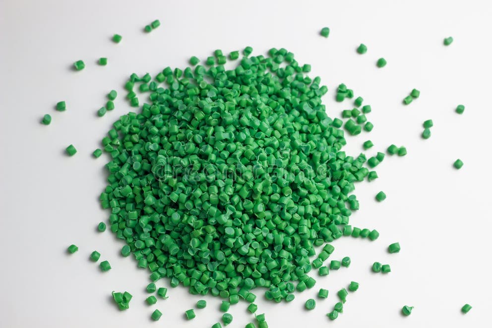 Green Granules of Polypropylene or Polyamide on a White Background ...