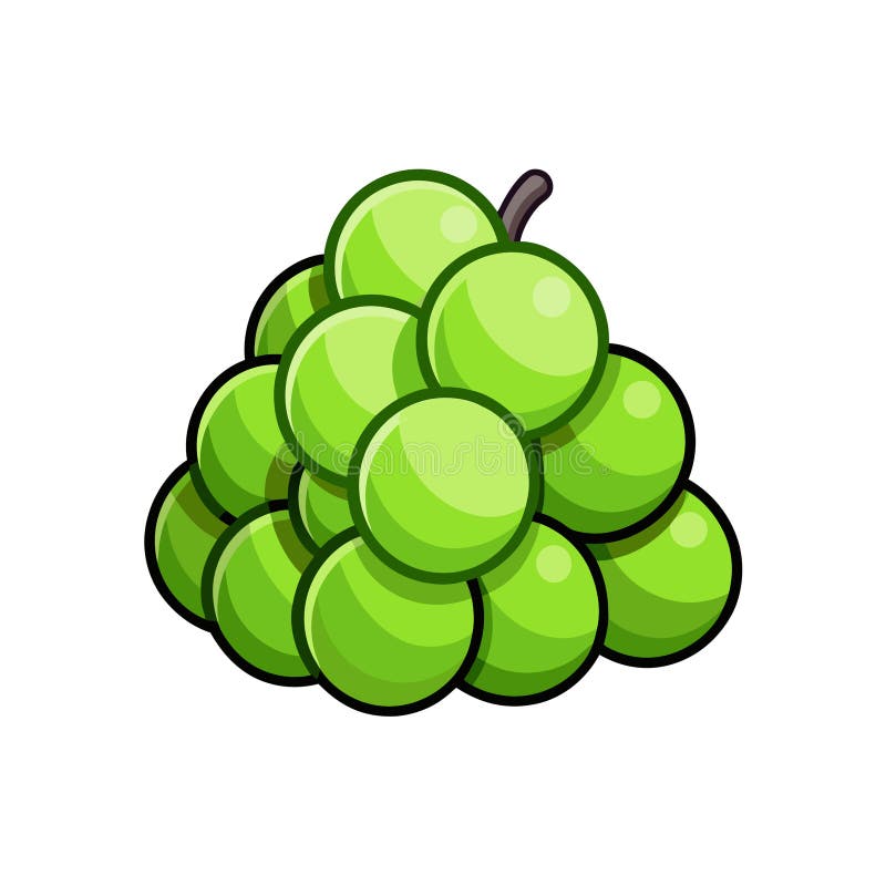 Green Grape Bunch Cartoon Illustration Isolated on White Stock Image ...