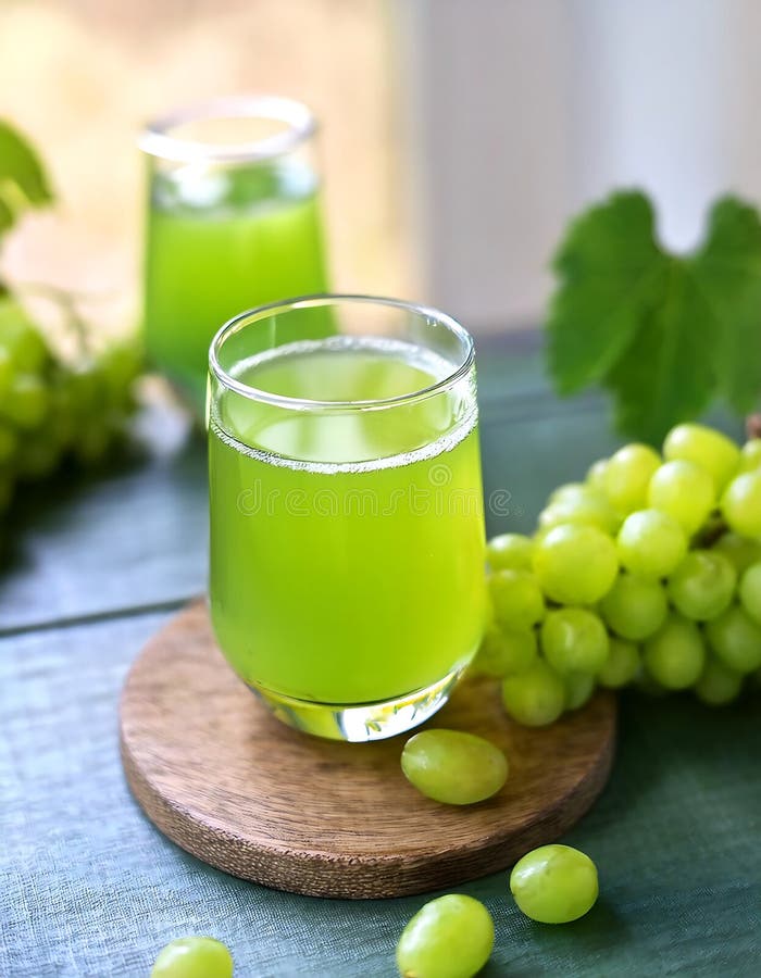 Green Grape Juice in a Refreshing Drink Glass Stock Illustration - Illustration of drink, fruity ...