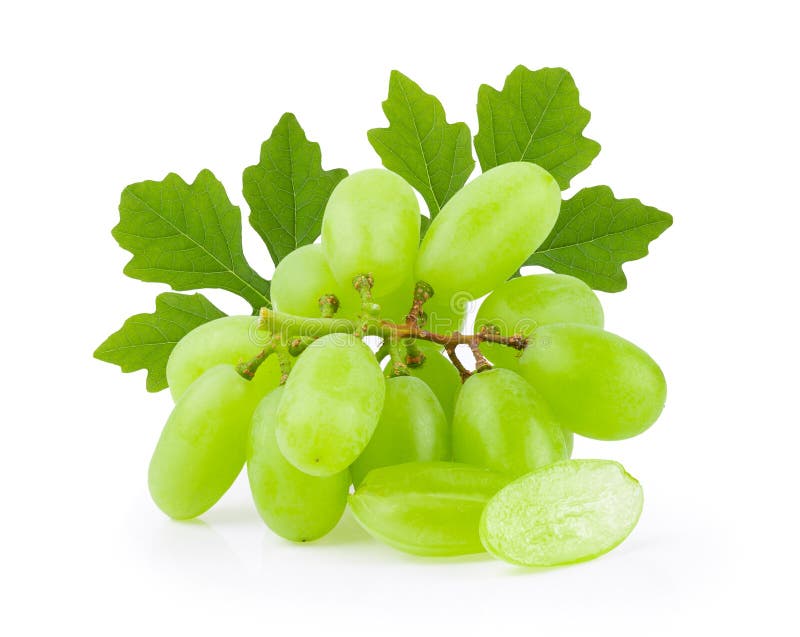 Green Grape with Leaf Isolated on White Stock Photo - Image of organic ...