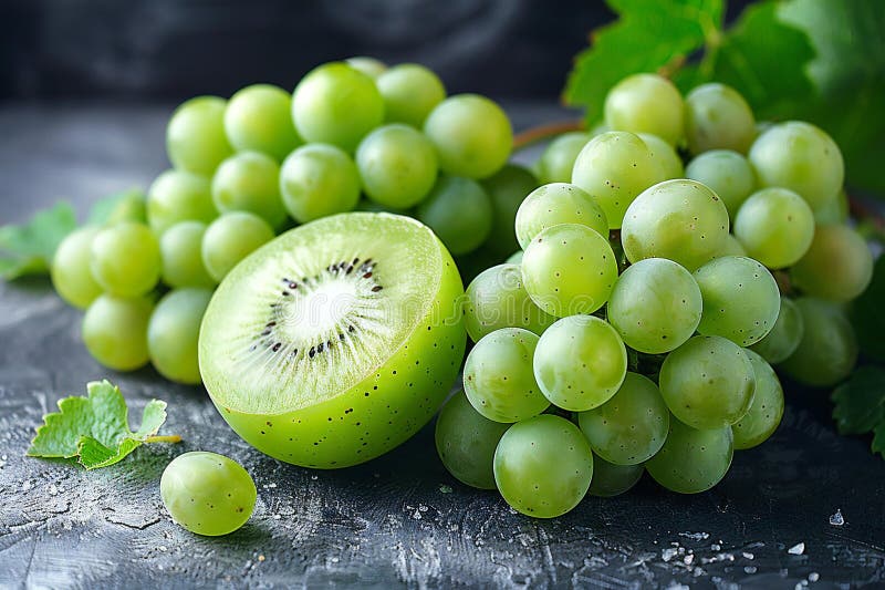 Green Grapes Cut in Half Isolated on a White Background with a Clipping ...