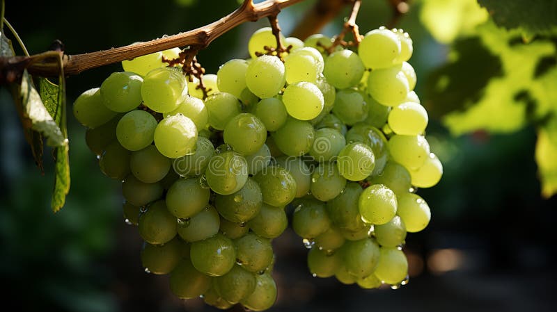 Green grapes in the garden stock illustration. Illustration of bright ...
