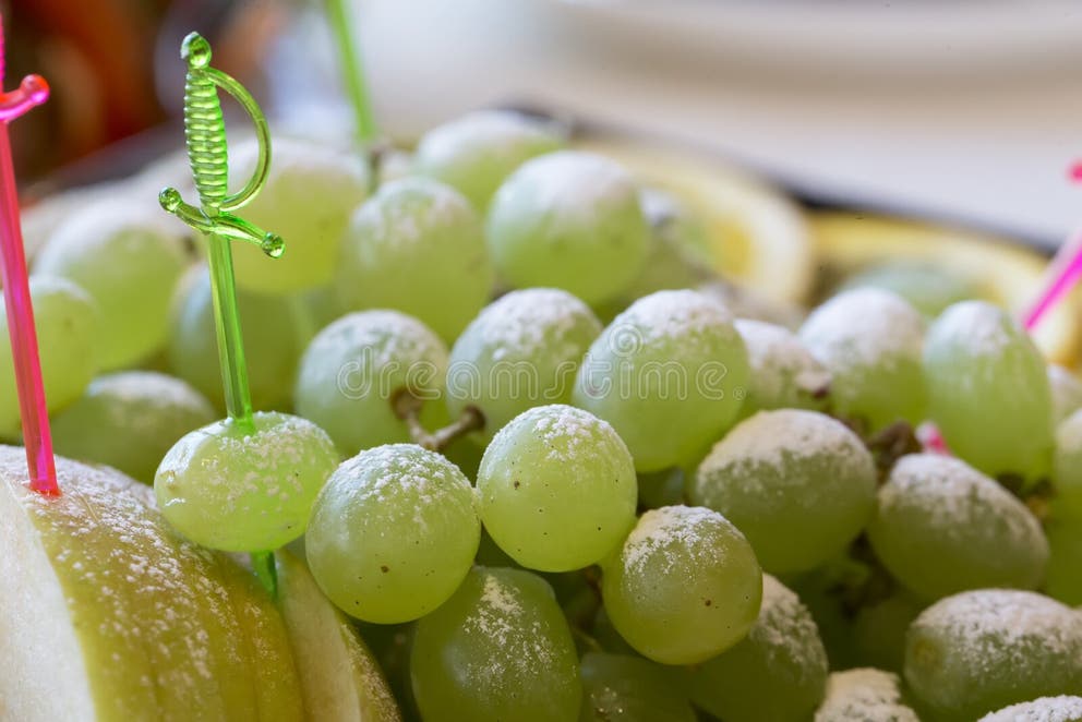Green Grapes with Powdered Sugar. Stock Photo - Image of grape, group ...