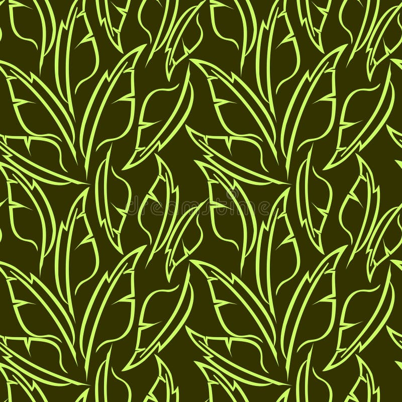 Green Graphic Drawing of Stylized Feathers on an Olive Background ...