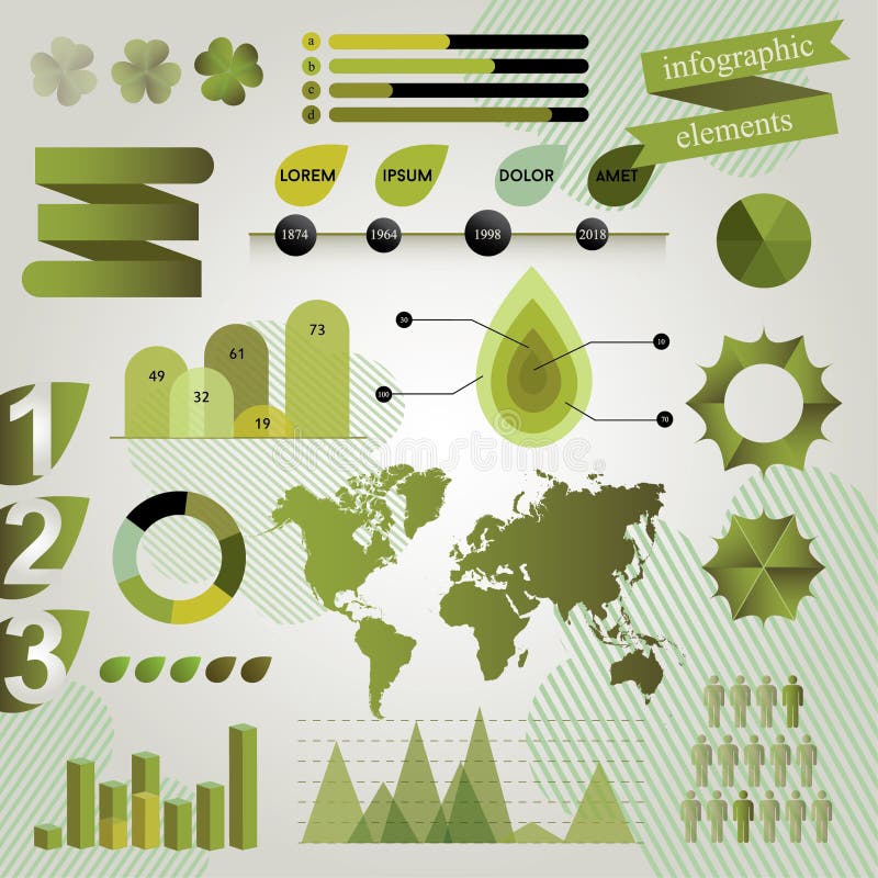 Green Graphic Elements for Infographics. Stock Vector - Illustration of ...