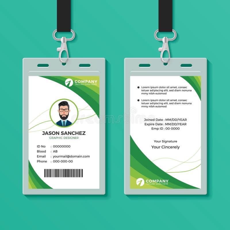 Green Graphic ID Card Design Template Stock Vector - Illustration of ...