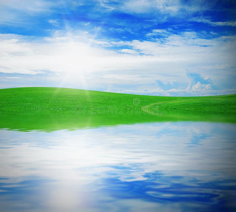 Green Grass Against a Blue Sunny Sky Stock Photo - Image of grass ...