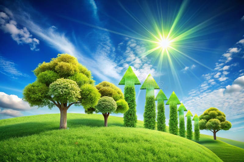 Green Grass Arrows Symbolize Sustainable Progress in Thriving Natural ...