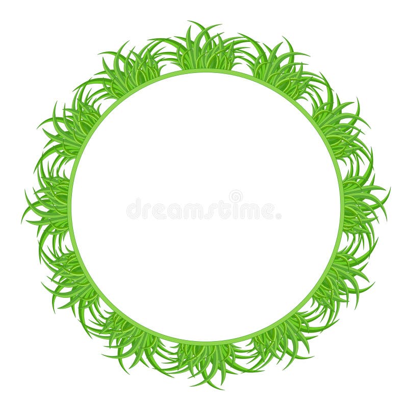 Green Grass Art Drawn Round Frame Stock Vector - Illustration of border ...