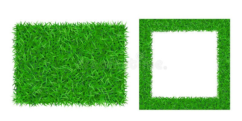 Green Grass Background 3D Set. Lawn Greenery Nature Frame Stock Vector ...