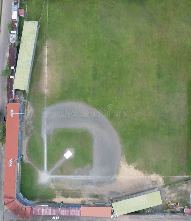 Green Grass on Baseball Stadium Stock Image - Image of base, game ...