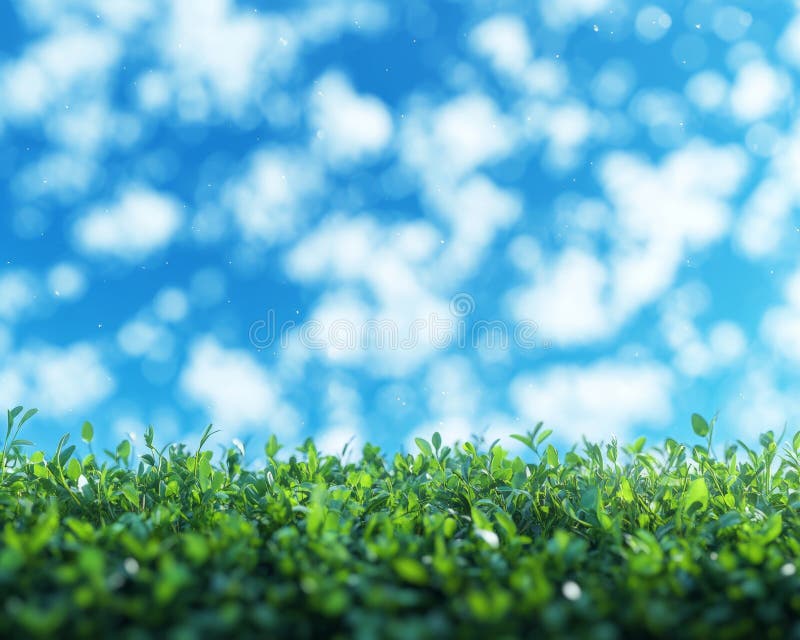 Green Grass, Blue Sky with Bokeh Background for Product Display, Clear ...