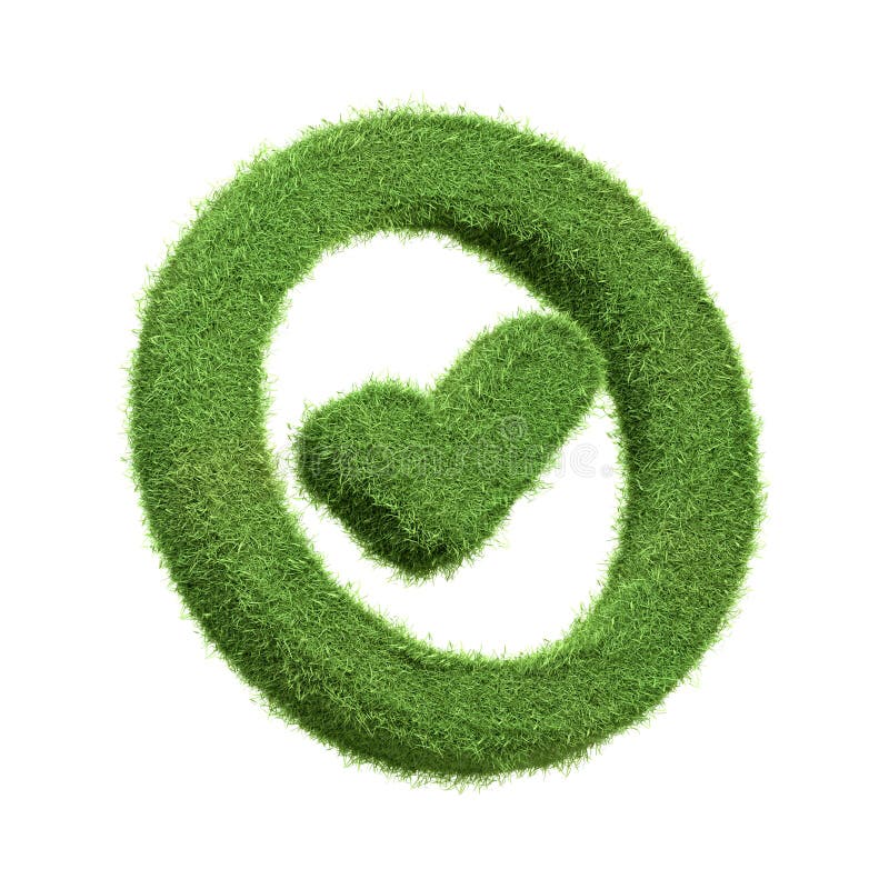 Green Grass Checkmark Symbol Inside Circle Stock Illustration ...