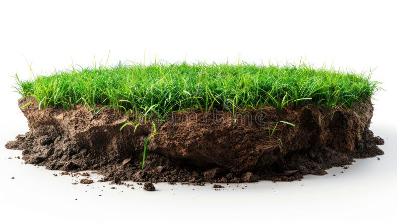 Green Grass Circle on White Background - 3D Illustration Render of ...