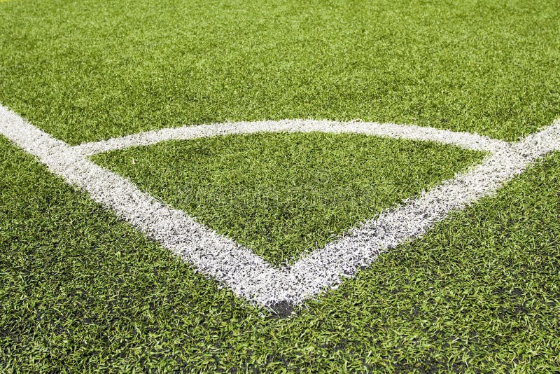 Green Grass and Corner Lines of a Football Field Stock Photo - Image of ...