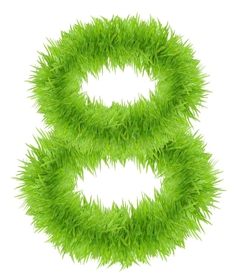 Green Grass 8 Eight Number Isolated on White Background Stock Image ...