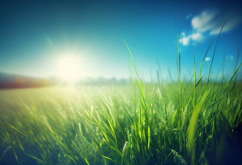 Green Grass Field Under a Clear Blue Sky. AI Generated Stock ...