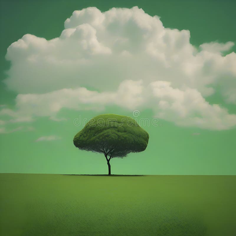Green Grass Fields and Calm Skies. AI-Generated. Stock Illustration ...