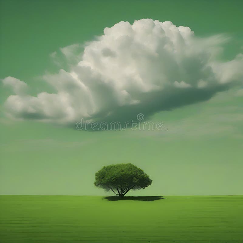Green Grass Fields and Calm Skies. AI-Generated. Stock Illustration ...