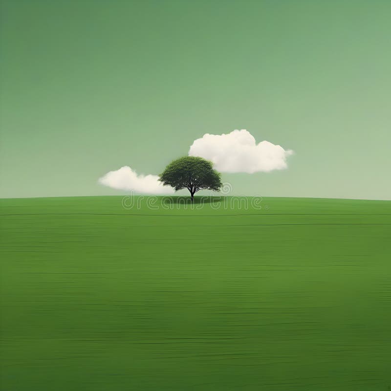 Green Grass Fields and Calm Skies. AI-Generated. Stock Illustration ...