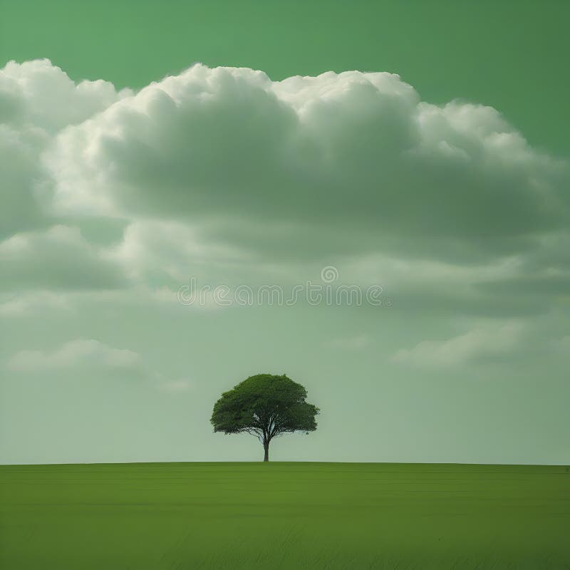 Green Grass Fields and Calm Skies. AI-Generated. Stock Illustration ...