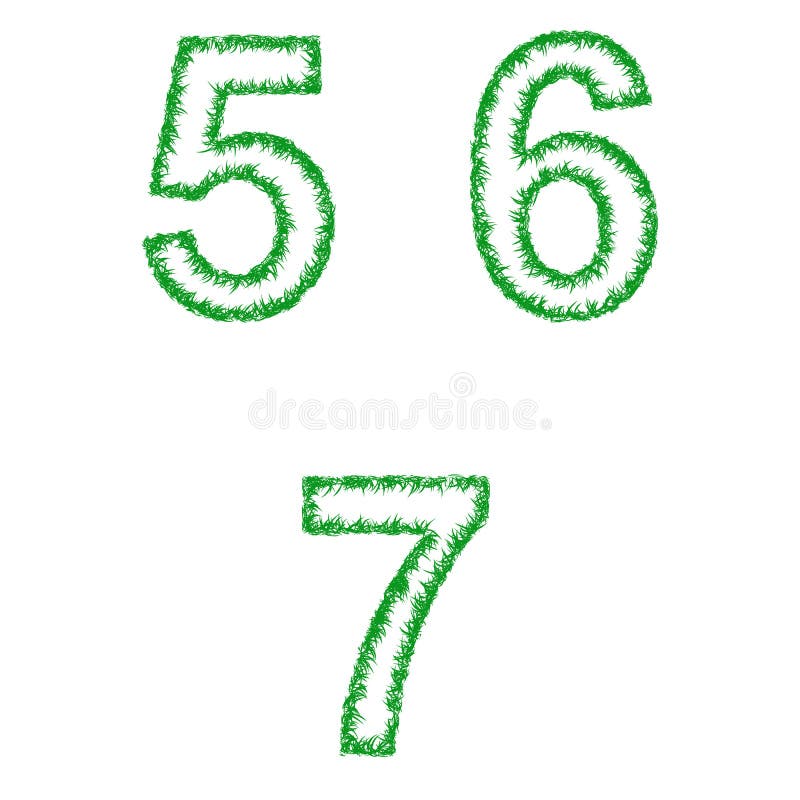 Green Grass Font Set - Numbers 5 6 7 Stock Vector - Illustration of ...