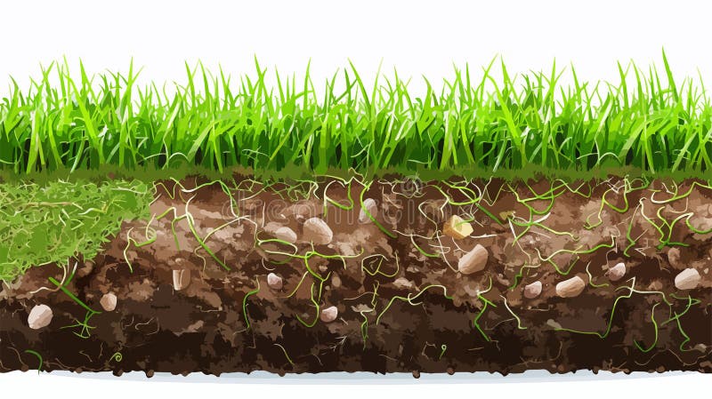Green Grass and Ground Cross-Section Seamless Pattern Stock Vector ...