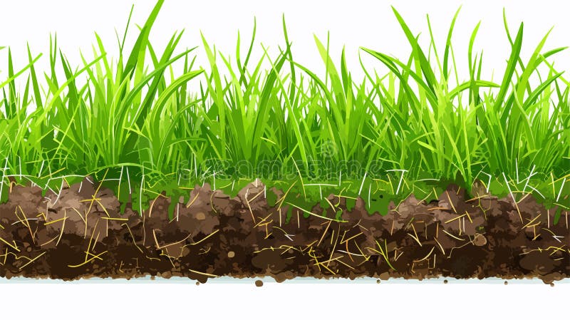 Green Grass and Ground Cross-Section Seamless Pattern Stock ...